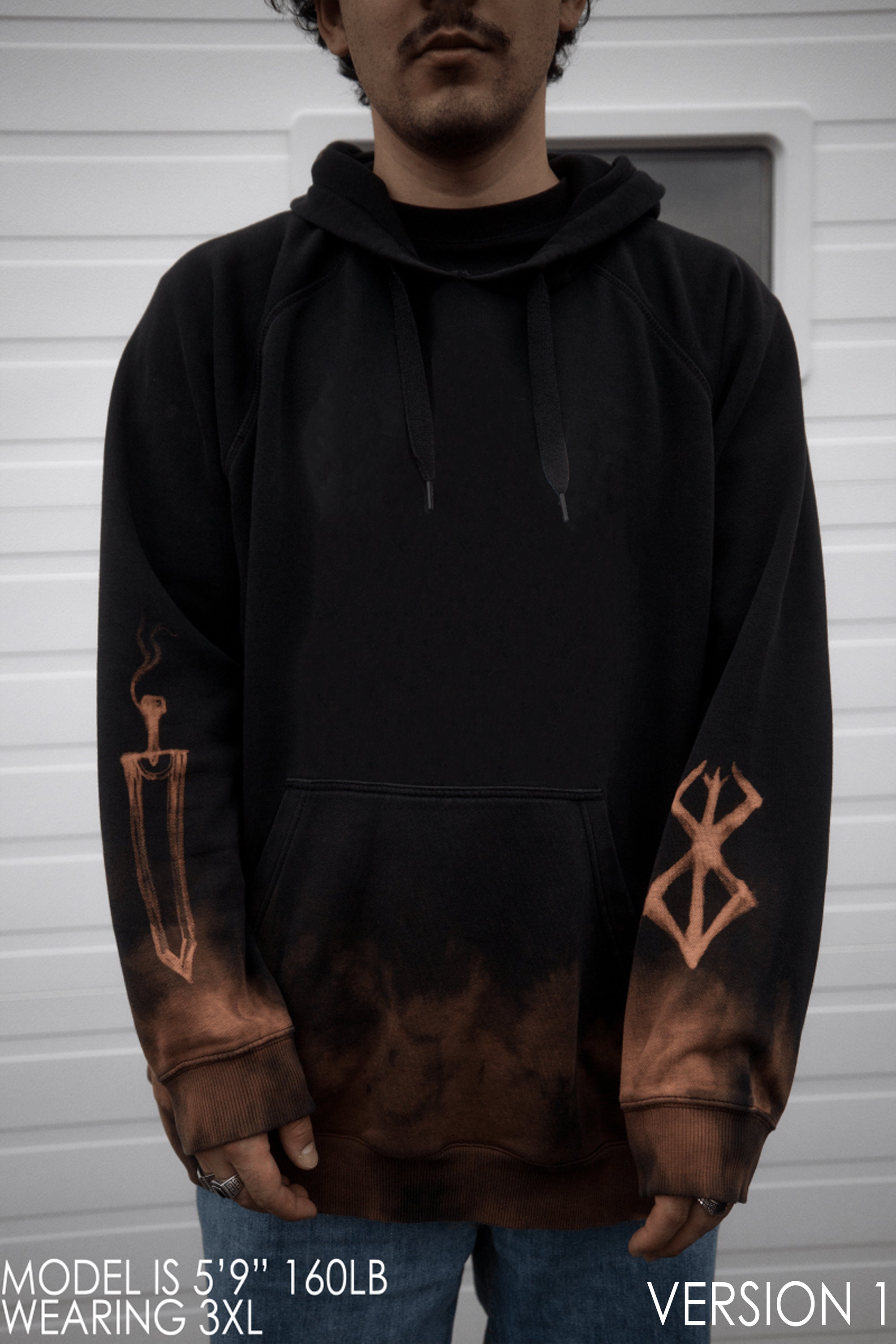 Berserk Guts Hand Painted Bleach Dyed Custom Made Hoodie - Etsy