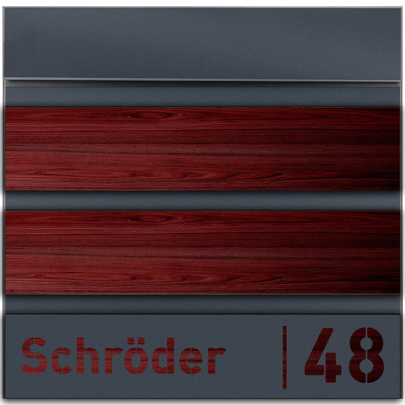 Letterbox Anthracite RAL 7016 Various Solid Wood Looks With Laser Name ...
