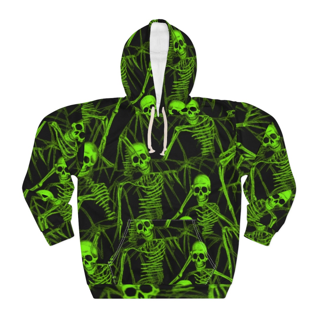 Green Spooky Scary Skeletons Halloween Themed Unisex Pullover All Over ...