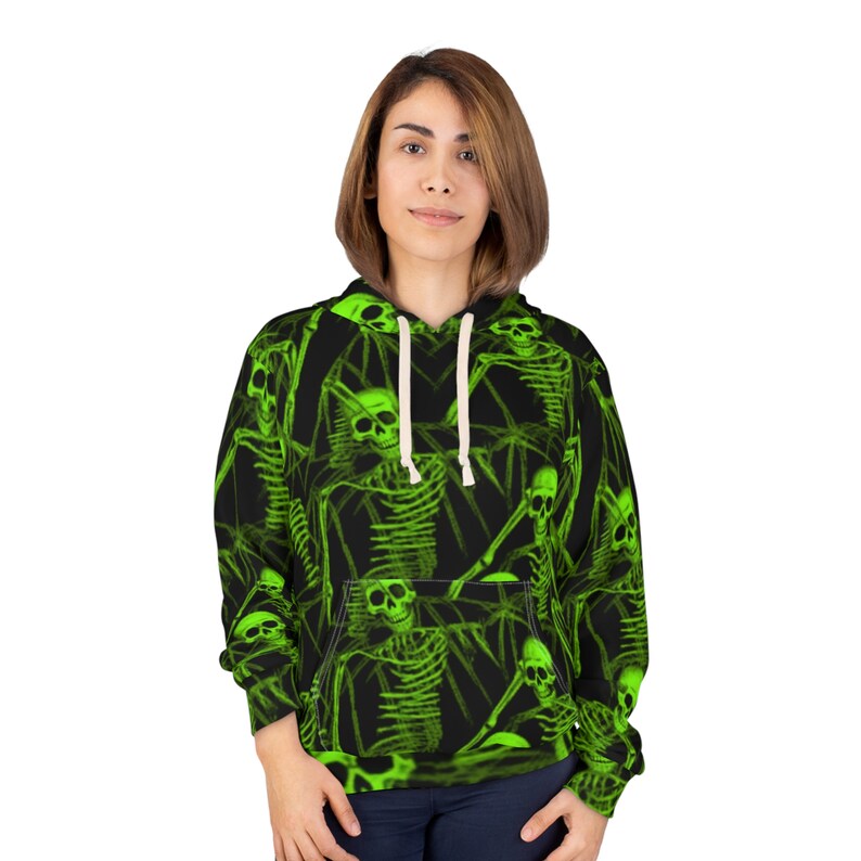 Green Spooky Scary Skeletons Halloween Themed Unisex Pullover All Over ...