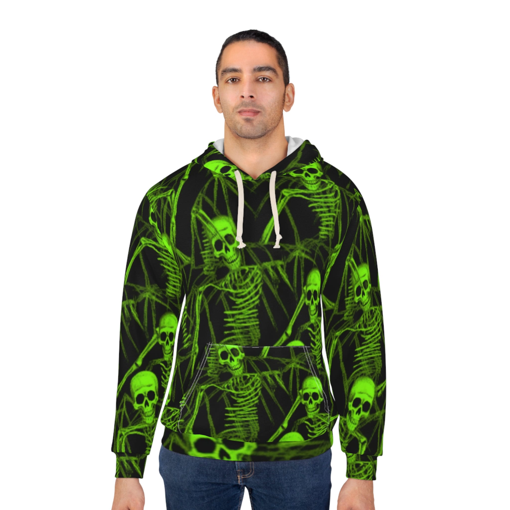 Green Spooky Scary Skeletons Halloween Themed Unisex Pullover All Over ...