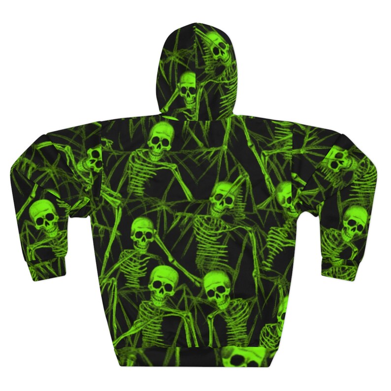 Green Spooky Scary Skeletons Halloween Themed Unisex Pullover All Over ...