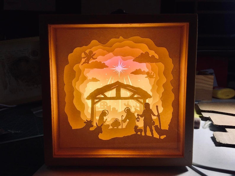 The Birth of Jesus Papercut Wooden Table Lamp Customize - Etsy Australia