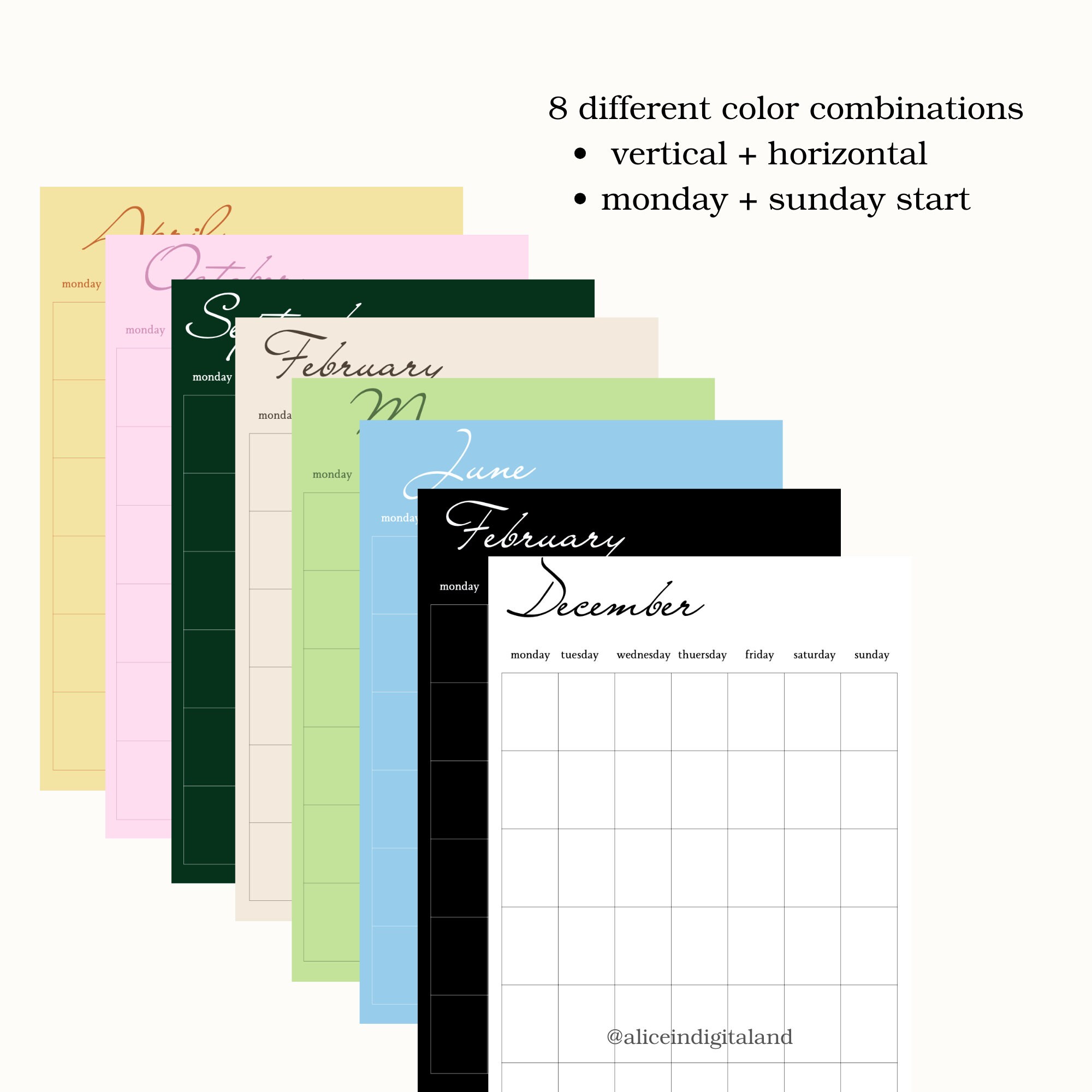 Calendar 2024 and Undated 12 Months Calendar, 8 Colors, Vertical and ...