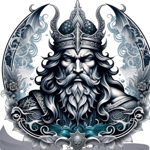 Poseidon Sea God Tattoo Design PNG File Digital Download High ...