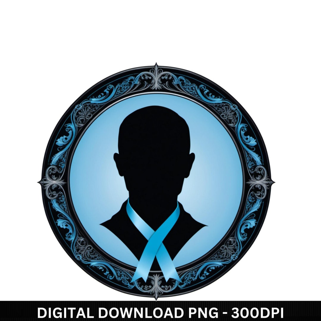 Prostate Cancer Awareness PNG - Blue Ribbon Silhouette - Support Men’s ...