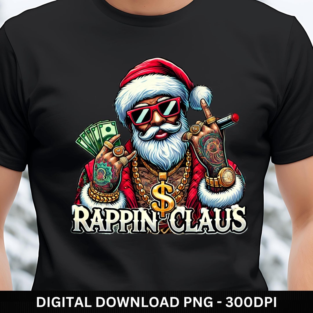 Rappin' Claus PNG Hip-hop Santa Digital Download Cool Christmas Image ...