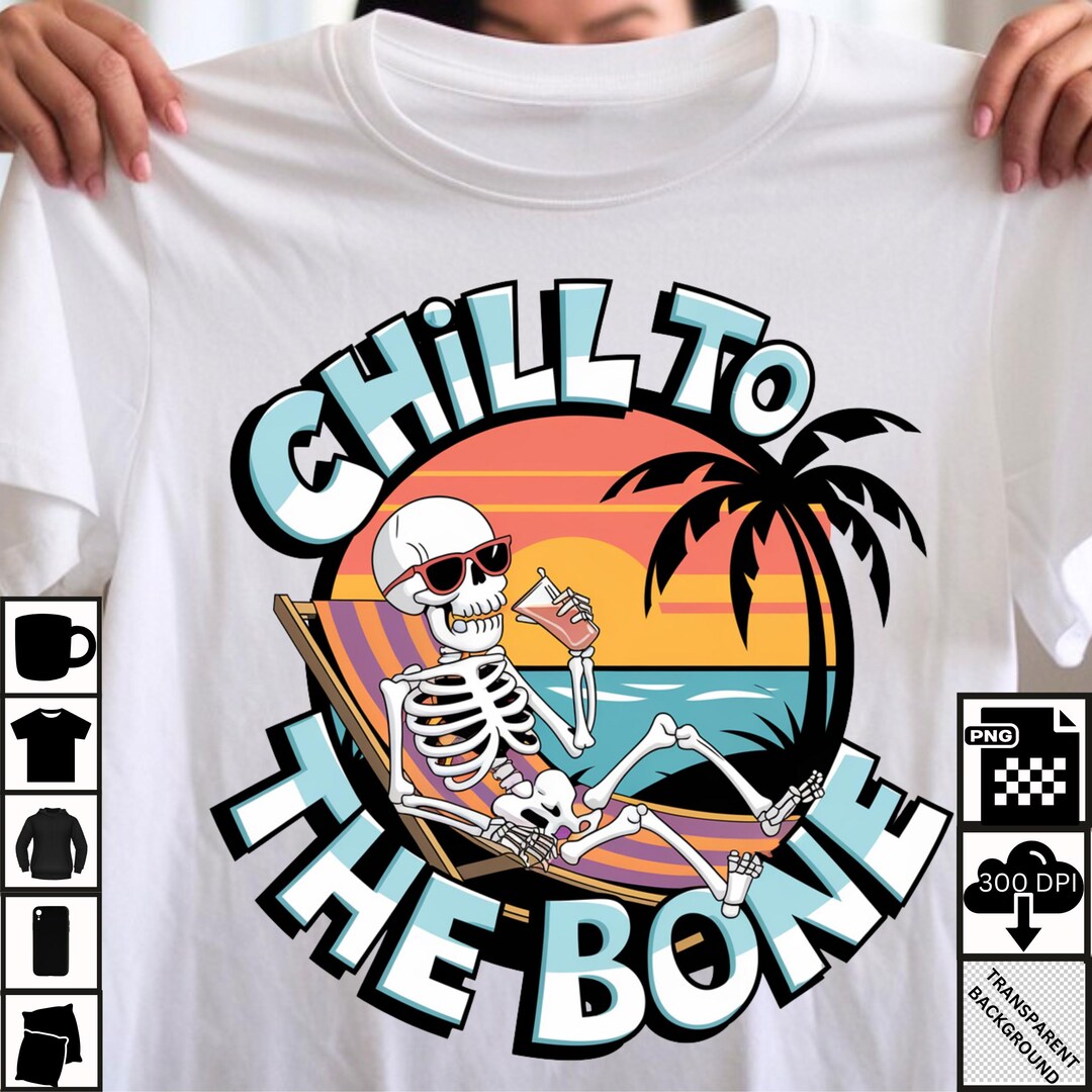 Tropical Skeleton Art Print: Funny Beach Holiday Design (digital ...