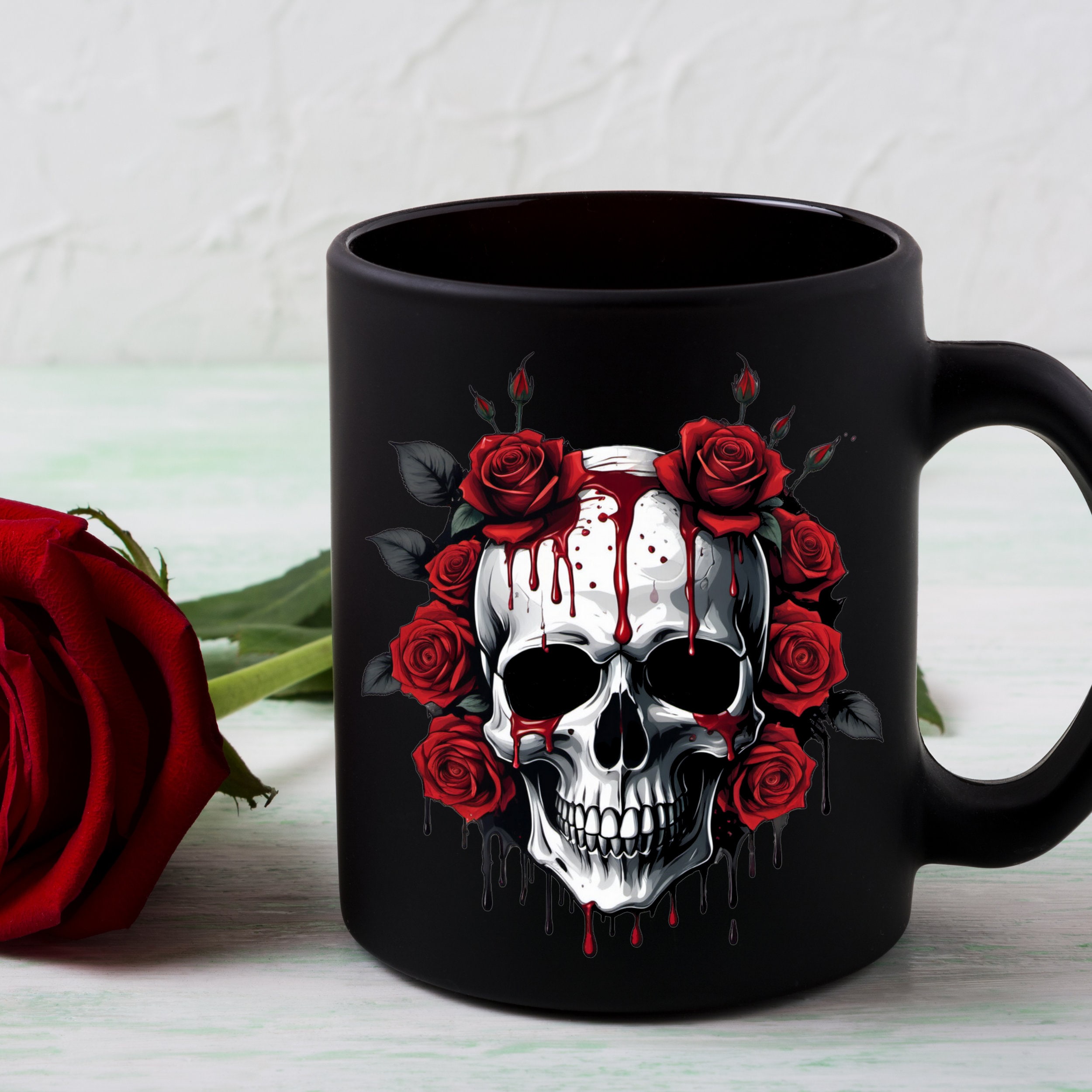 Skull Red Roses PNG, Skull Design Digital Download Clipart, Png for ...