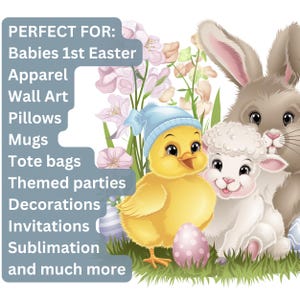Easter Bunny, Lamb and Chick PNG - Cute Spring Animals Digital Art for ...