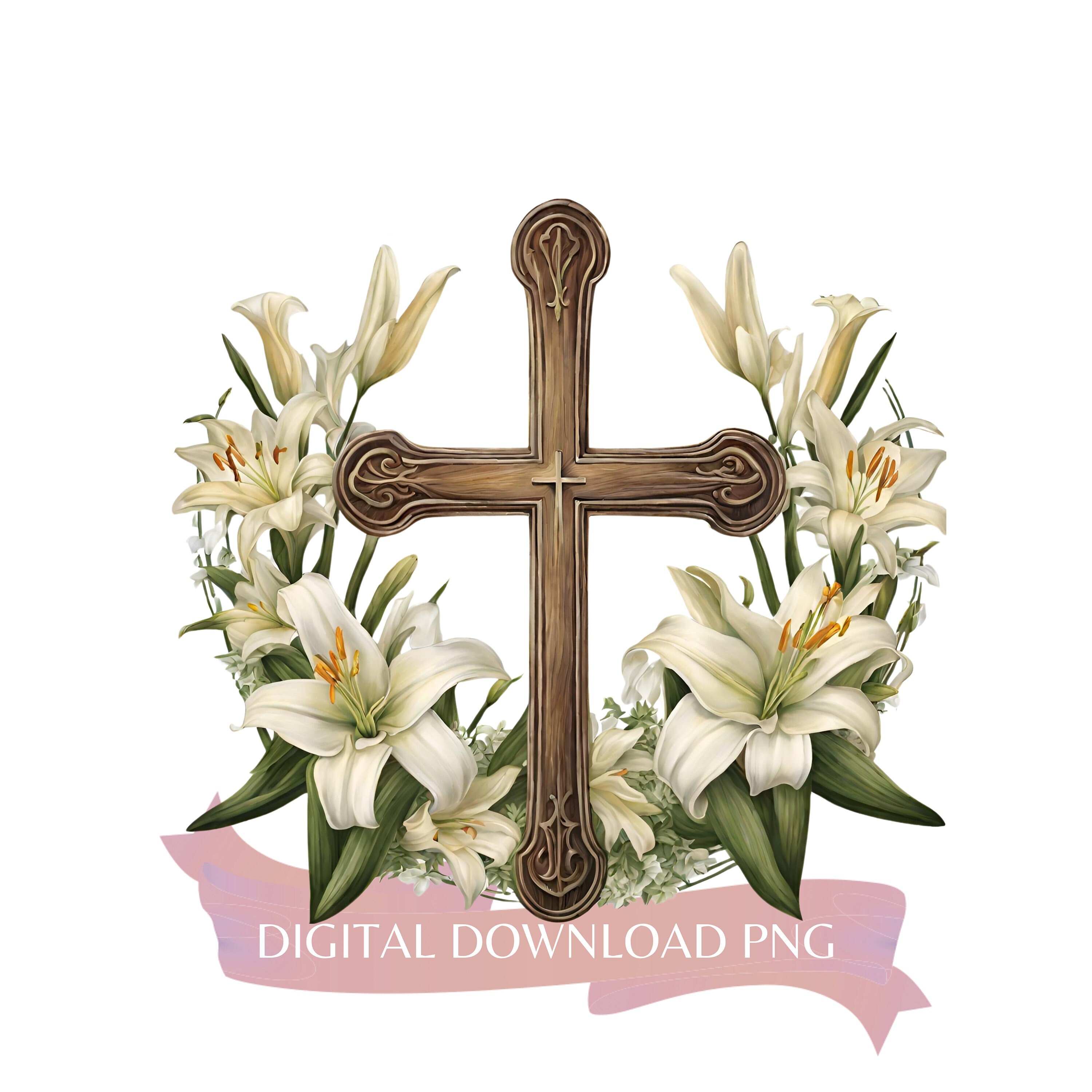 Easter Resurrection Cross, Easter Lilies, Digital Download, PNG File ...
