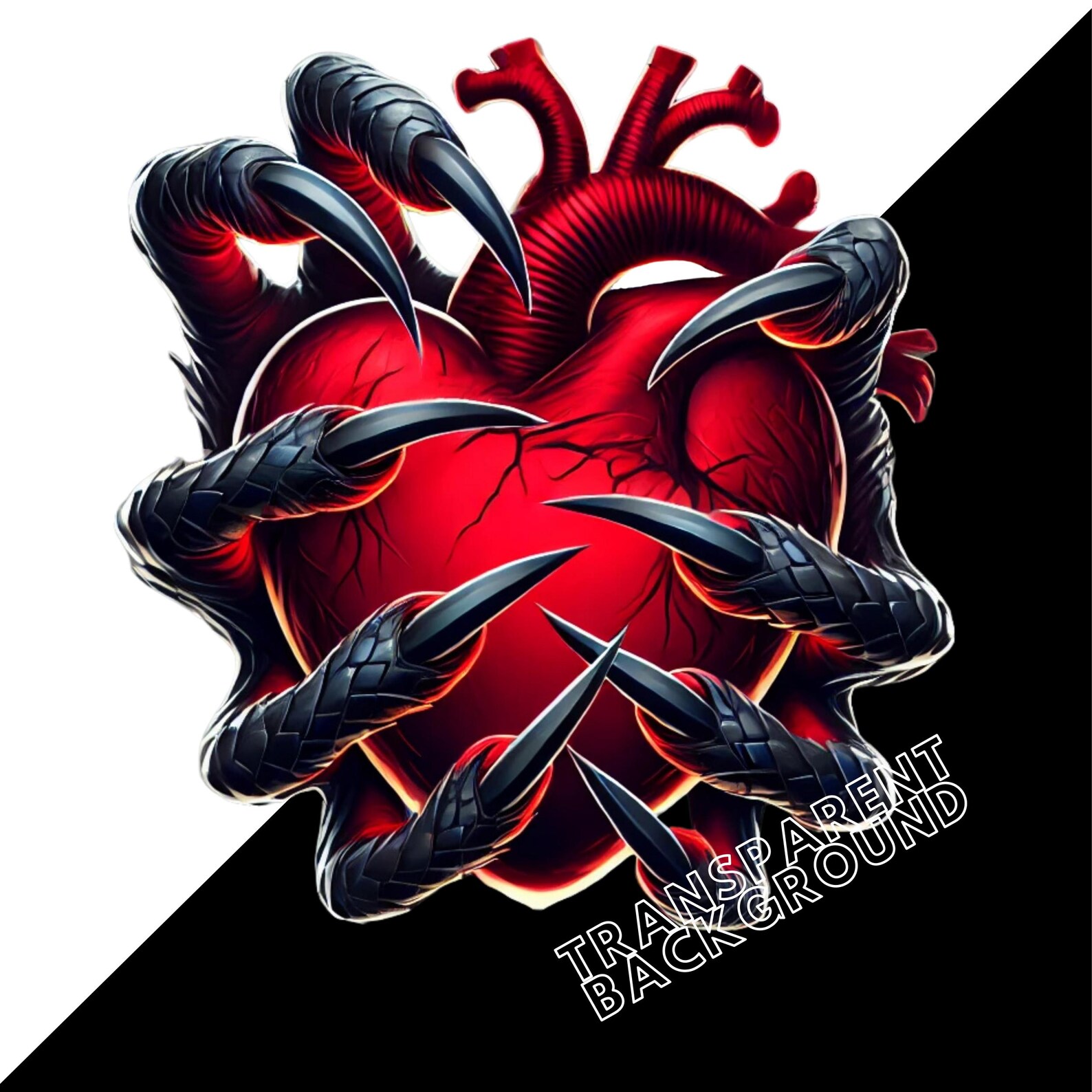 Gothic Dragon Claw Anatomical Heart Art: Dark Fantasy Valentine ...