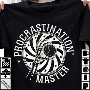 Procrastination Master Skeleton Clock Art Print - Gothic Humor (digital ...