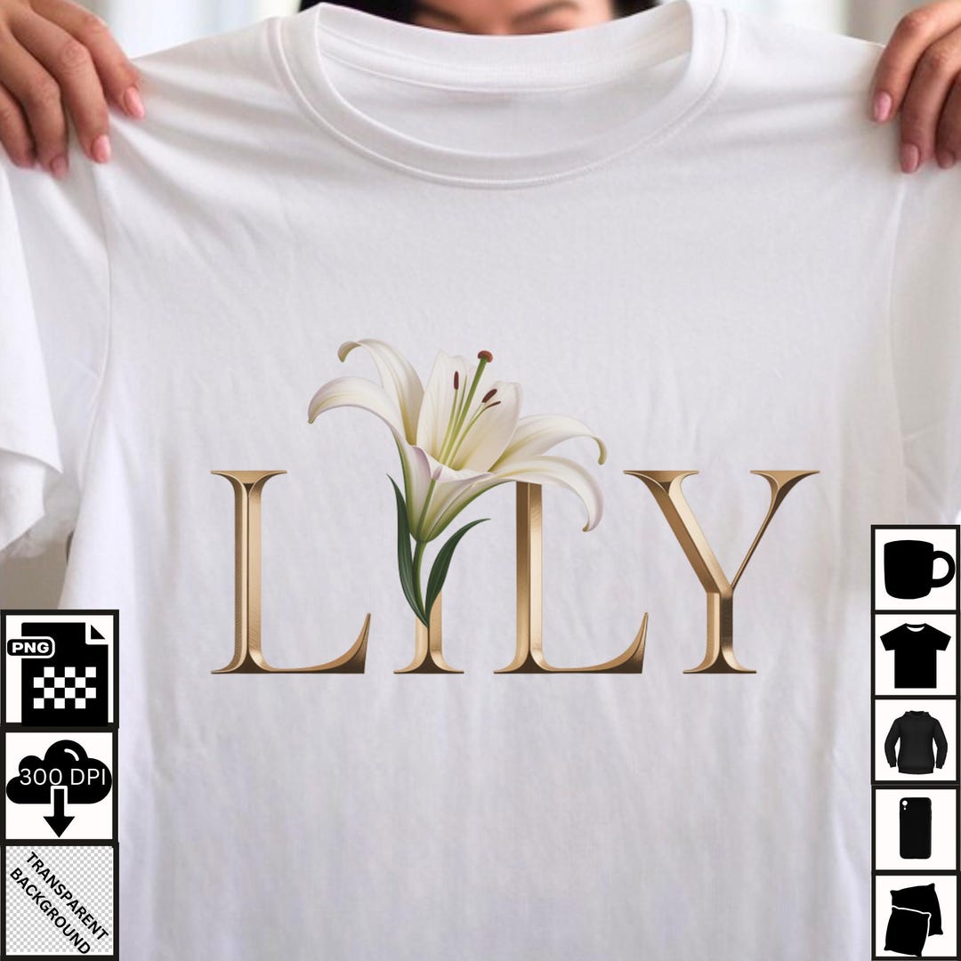 LILY Name Art PNG – White Lily Floral Letter Design (digital Download ...