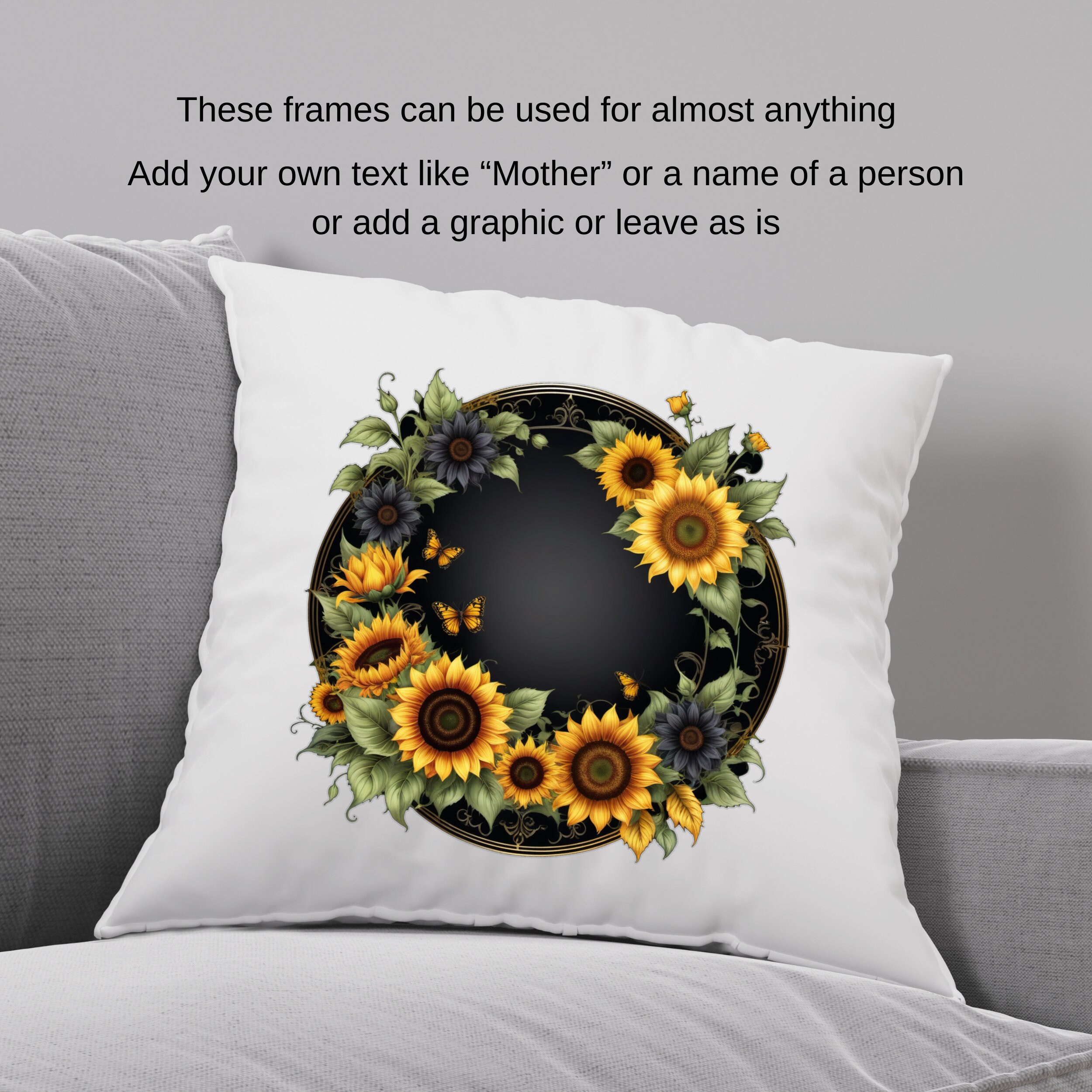 Sunflower Round Frame PNG, Round Frame Digital Clipart, Card Stationary ...