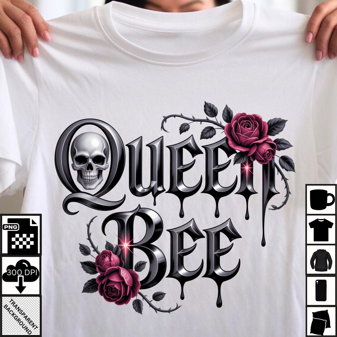 Queen Bee Gothic Skull Rose PNG, Punk Rock Woman Png,(digital Download ...