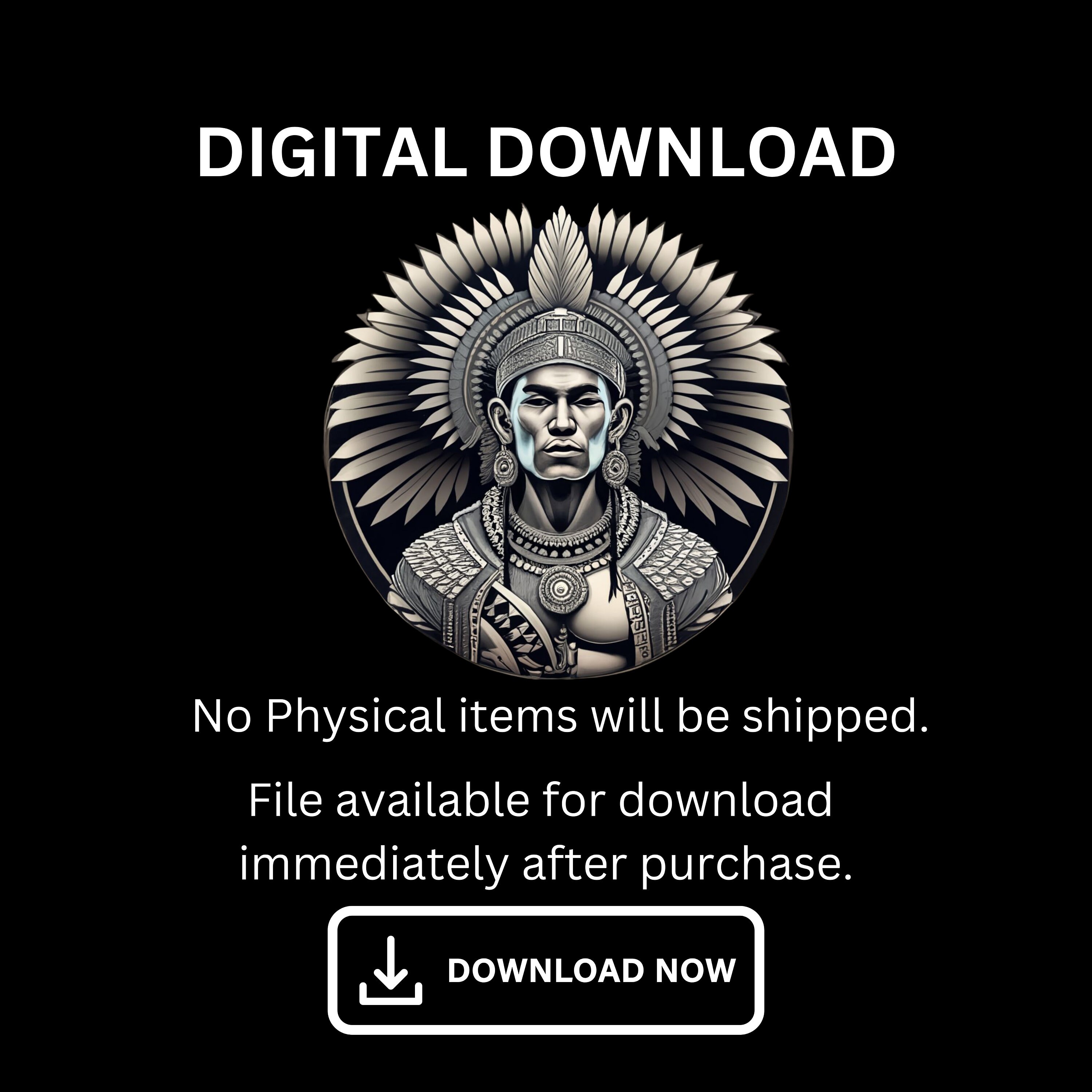 Aztec Warrior Art in Silver Tones Printable PNG for DIY Projects ...