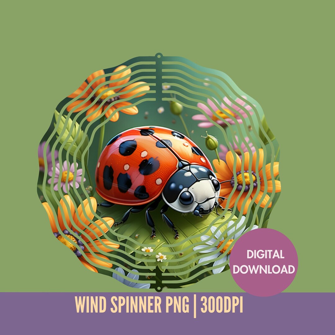 Lady Bird Wind Spinner PNG, Lady Bug PNG, Sublimation Design, Instant ...