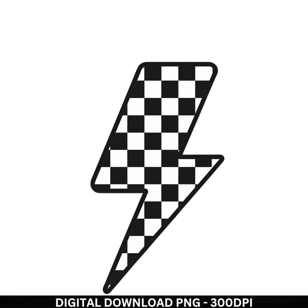 Checkered Lightning Bolt PNG - Digital Download Sublimation Design - Etsy