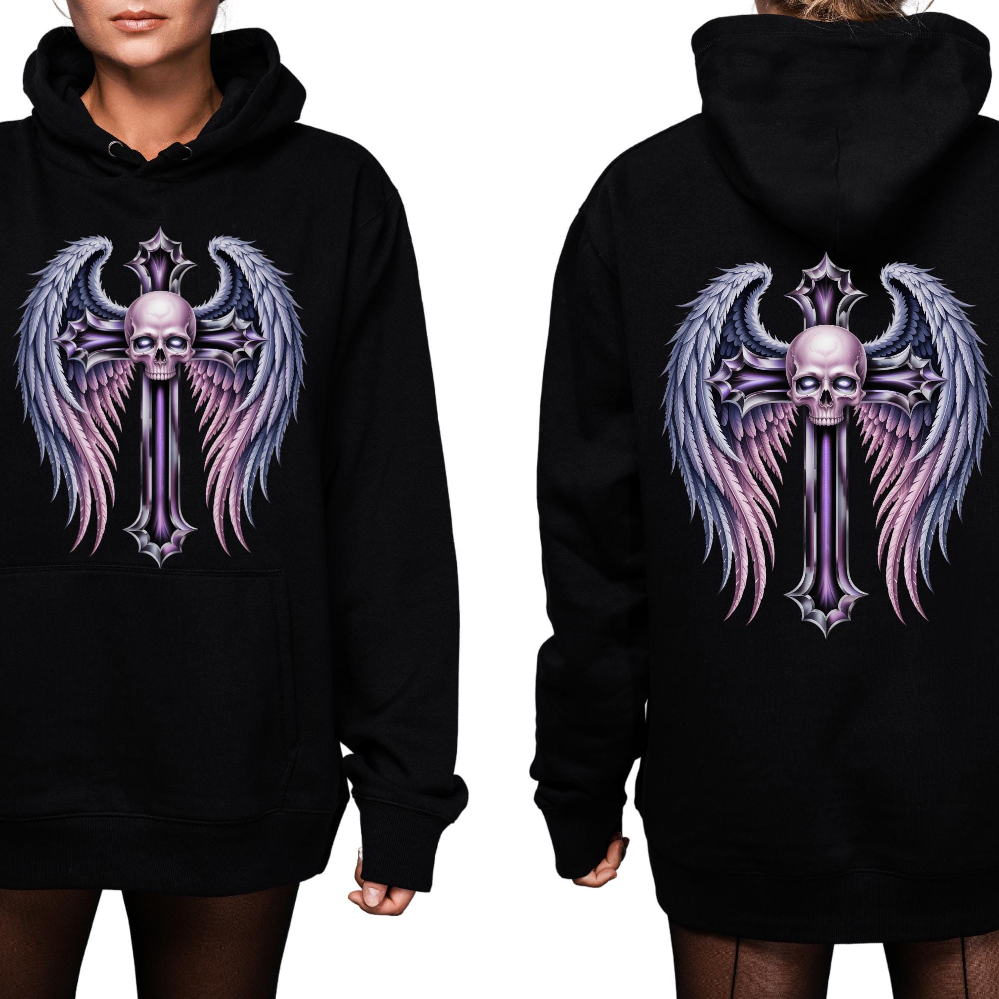 Gothic Skull Cross PNG: Purple Angel Wings Design (digital Download) - Etsy