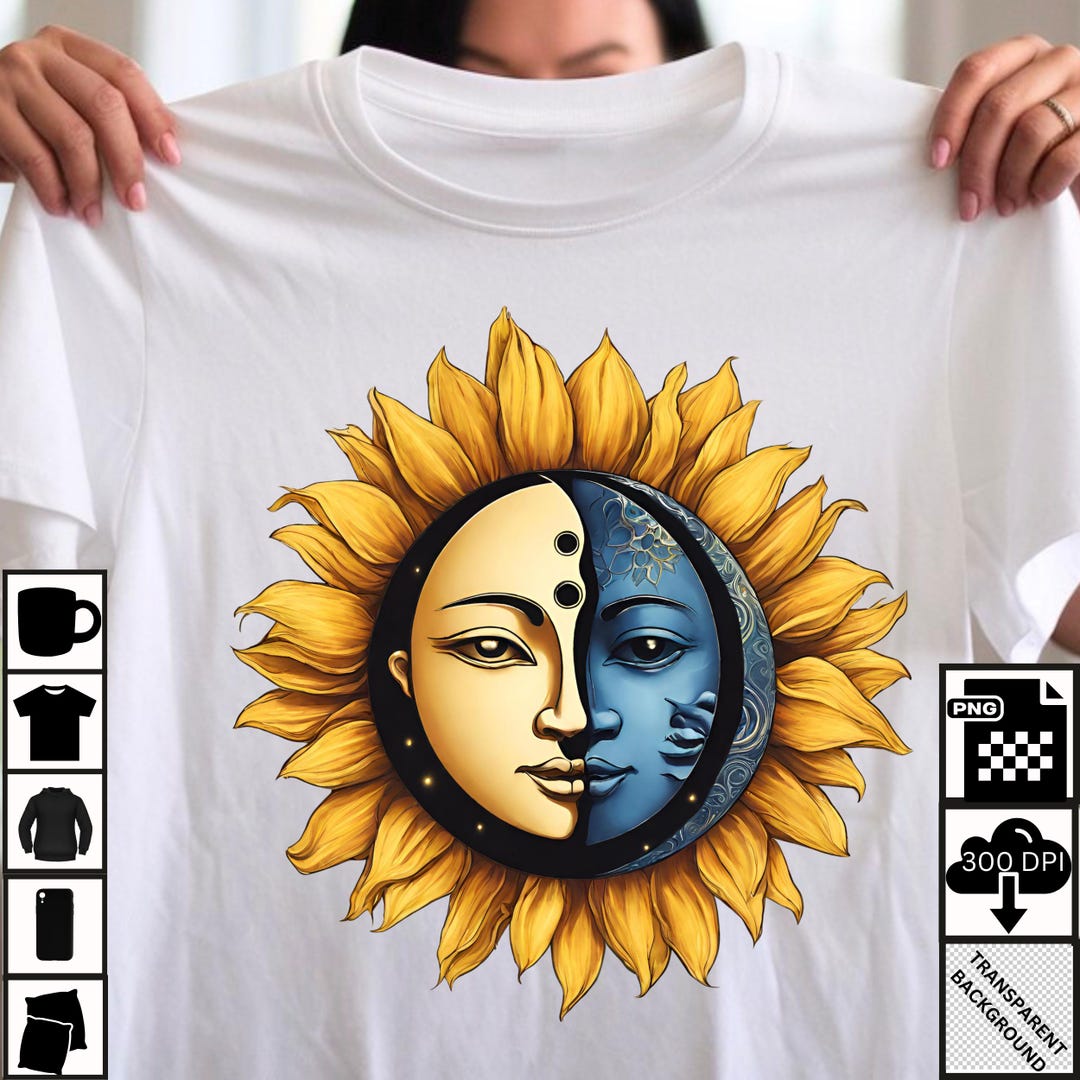 Sunflower Half Moon Faces, Wind Spinner, Wall Art Boho Moons Sunflowers ...