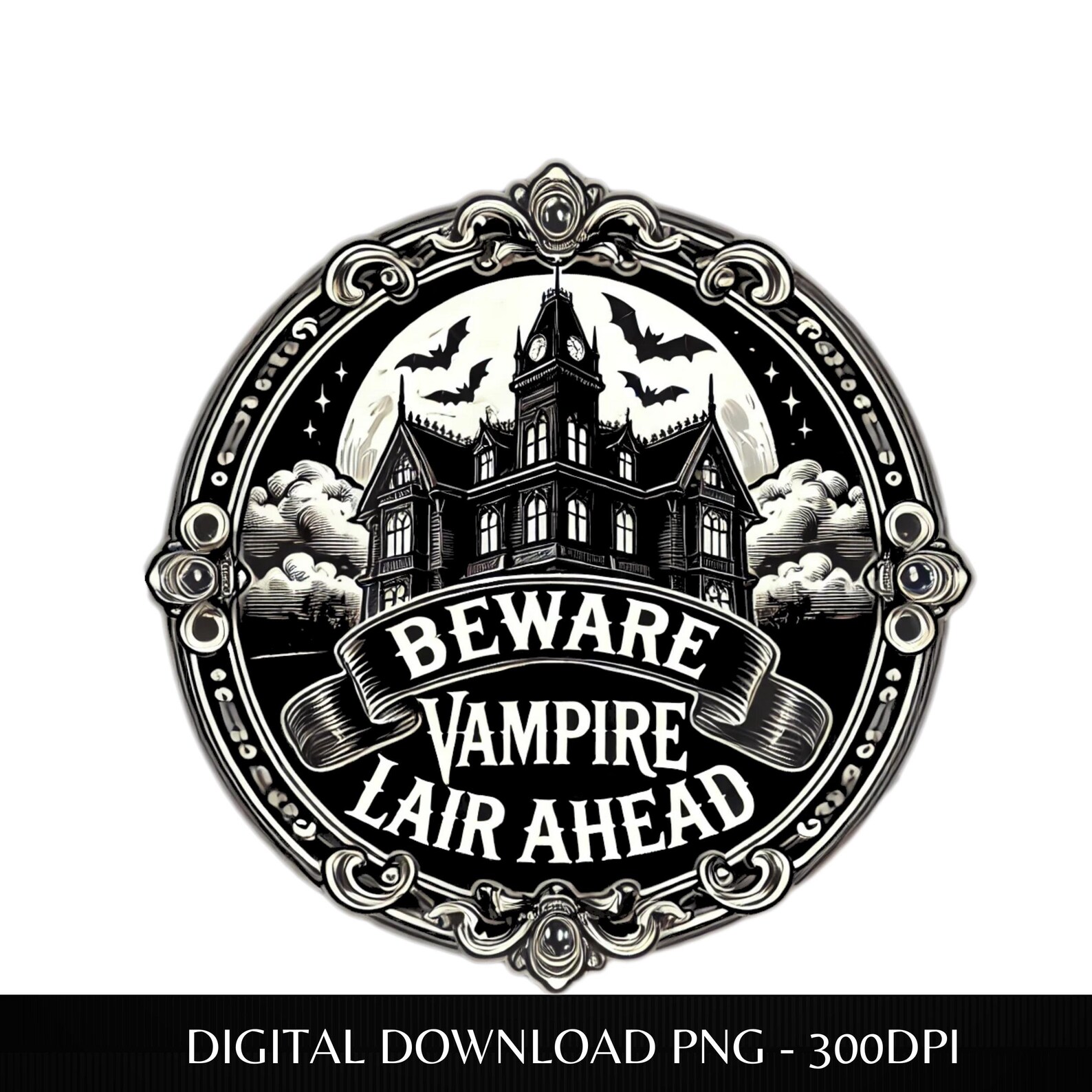Beware Vampire Lair Ahead PNG Image Halloween Digital Download ...