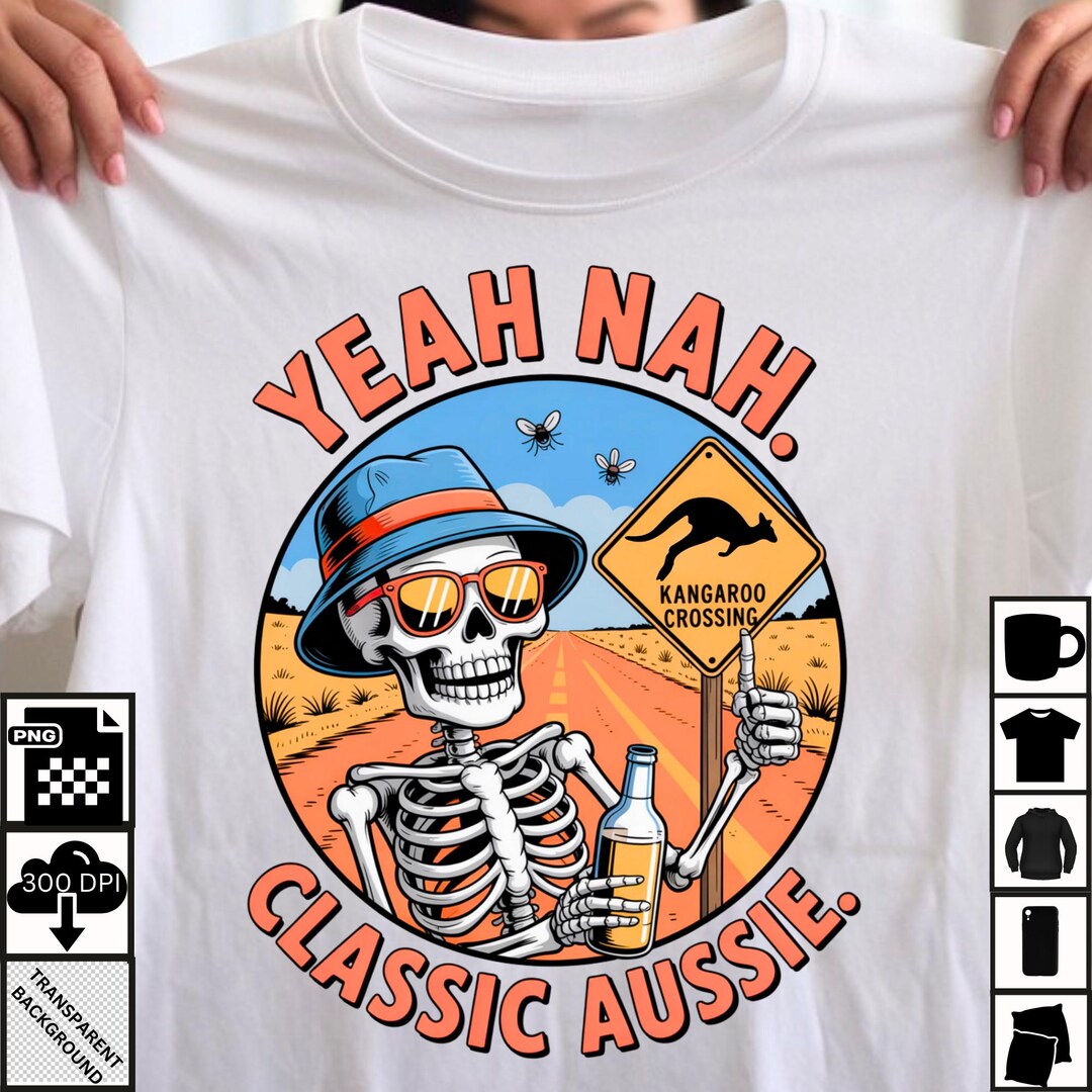 Funny Aussie Skeleton PNG: Outback Kangaroo Clipart (digital Download ...