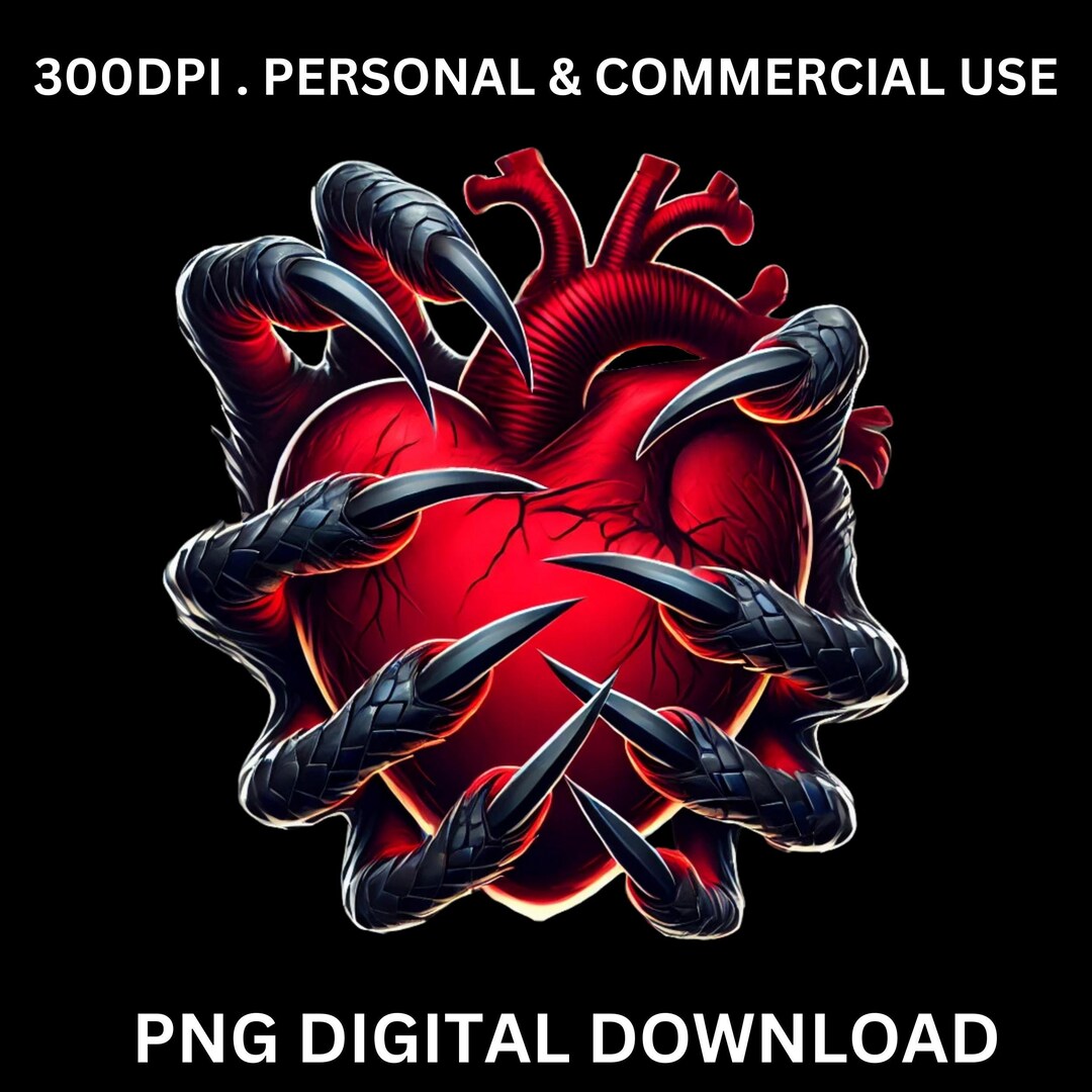 Gothic Dragon Claw Anatomical Heart Art Crimson Heart Black Dragon ...