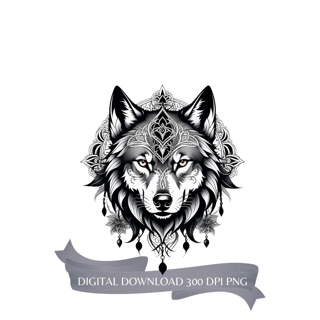 Wolf Tattoo Design PNG File Digital Download High Resolution, Wolf Art ...