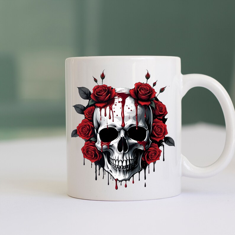 Skull Red Roses PNG, Skull Design Digital Download Clipart, Png for ...