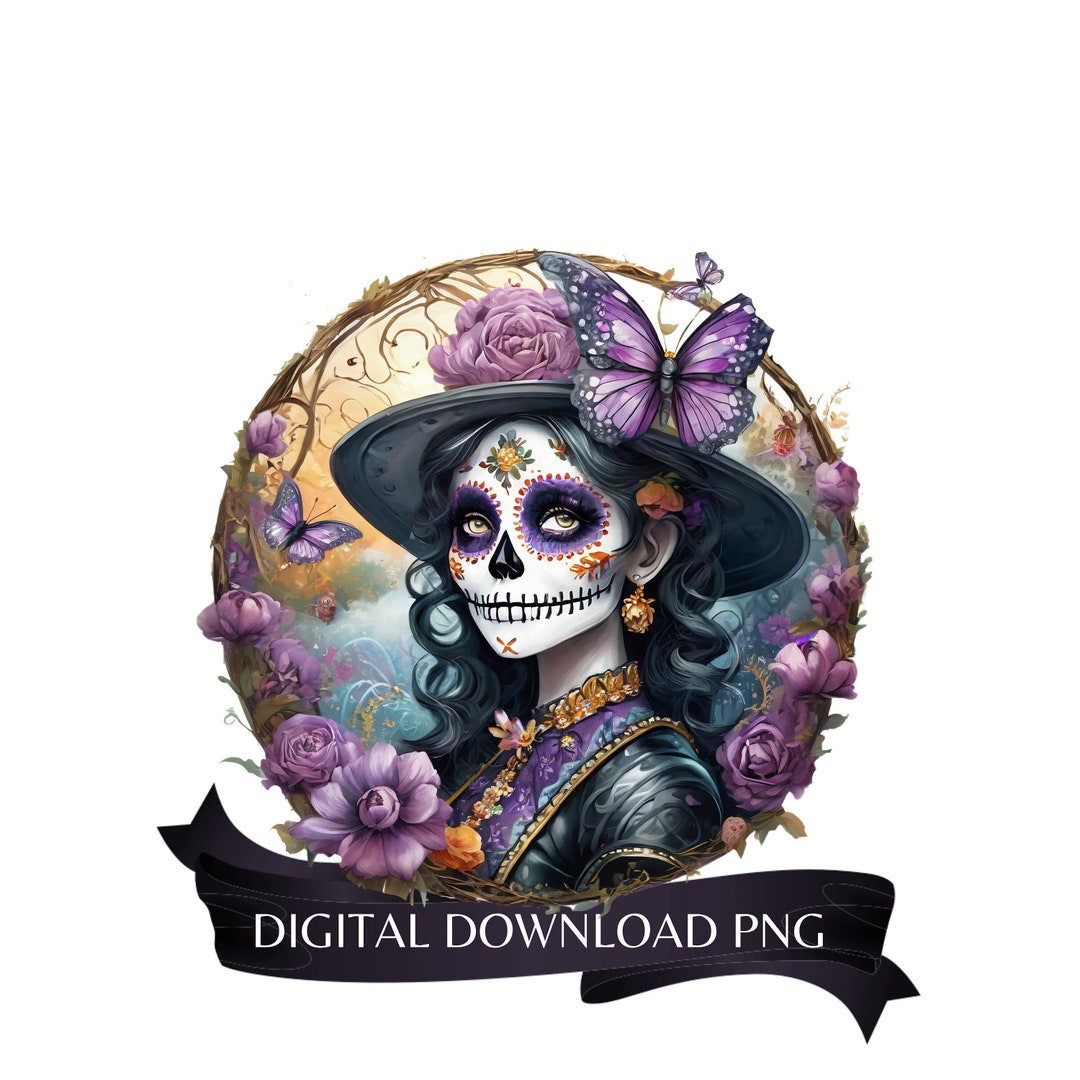Day of the Dead PNG, Digital Download, La Catrina Girl, Sugar Skull PNG ...