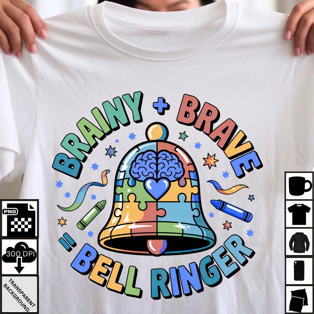 Bell Ringer PNG: Autism Puzzle, Kids Cancer Survivor Design (digital ...