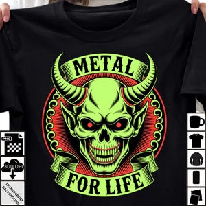 Metal for Life PNG | Demon Skull Heavy Metal Clipart | Green Rocker ...