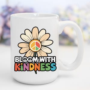 Bloom With Kindness Daisy Art Print - Inspirational Peace Sign Digital ...