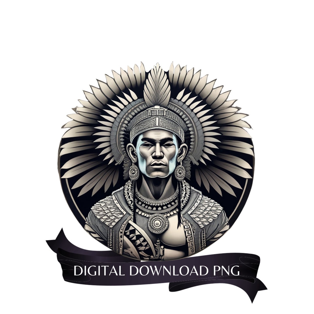 Aztec Warrior Art in Silver Tones Printable PNG for DIY Projects ...