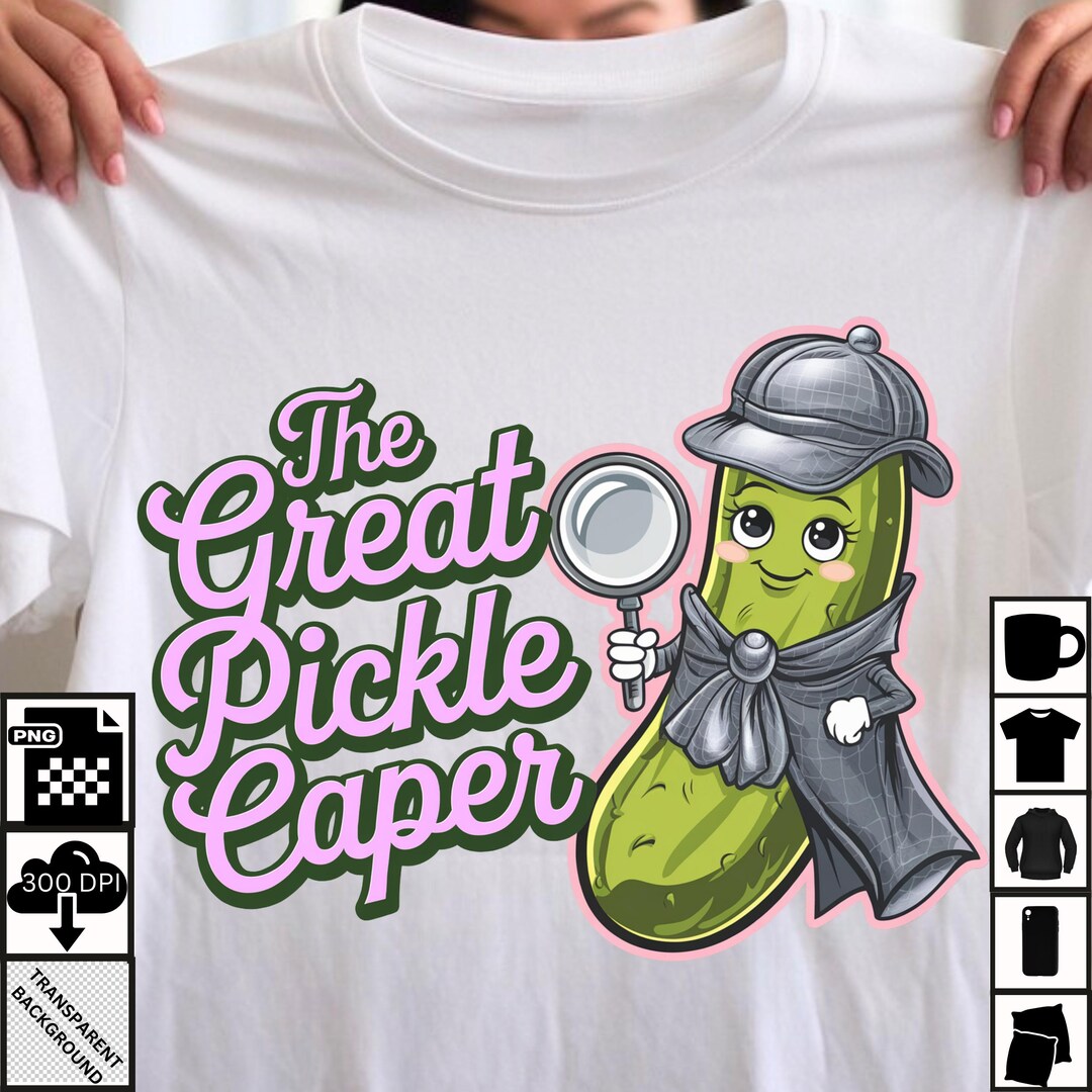 The Great Pickle Caper PNG | Funny Pickle Detective Sublimation | Cute ...