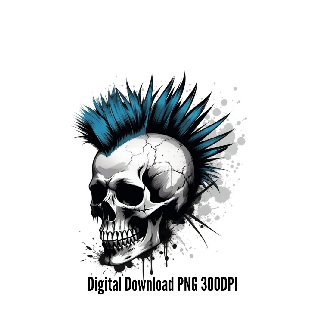 Skull Mohawk PNG: Gothic Punk Graphic (digital Download) - Etsy