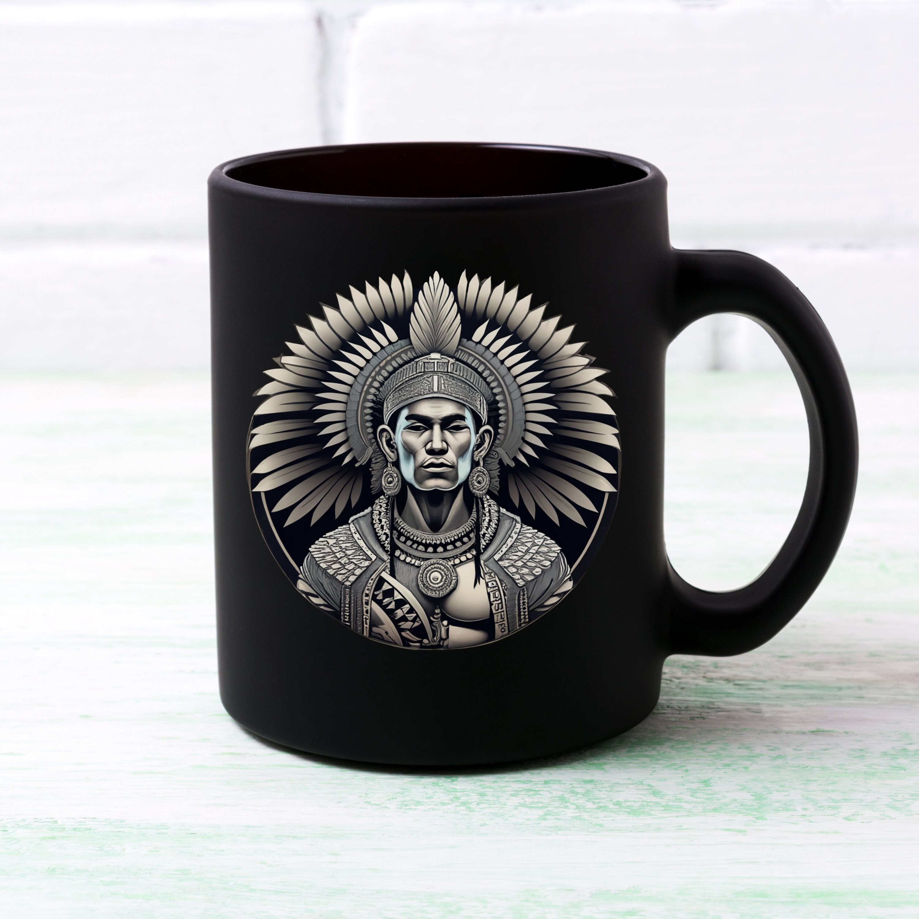 Aztec Warrior Art in Silver Tones Printable PNG for DIY Projects ...