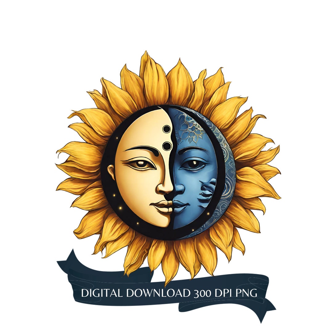 Sunflower Half Moon Faces, Wind Spinner, Wall Art Boho Moons Sunflowers ...