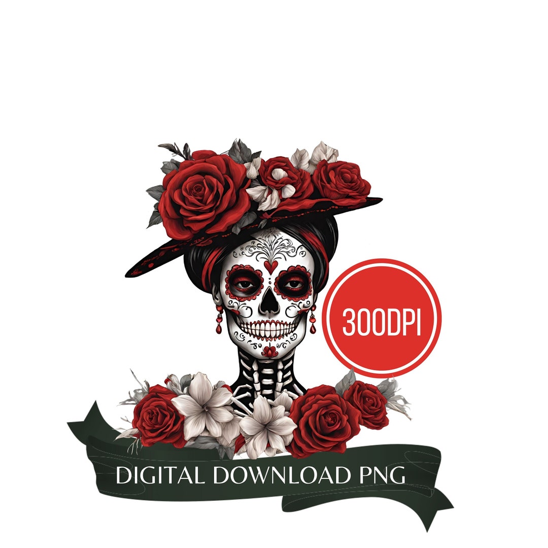 Sugar Skull PNG, Day of the Dead Digital Download, Remembrance Angel ...