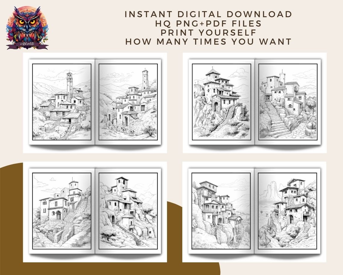 50 Albanian Kulla House Landscapes & Architecture Coloring Pages for ...