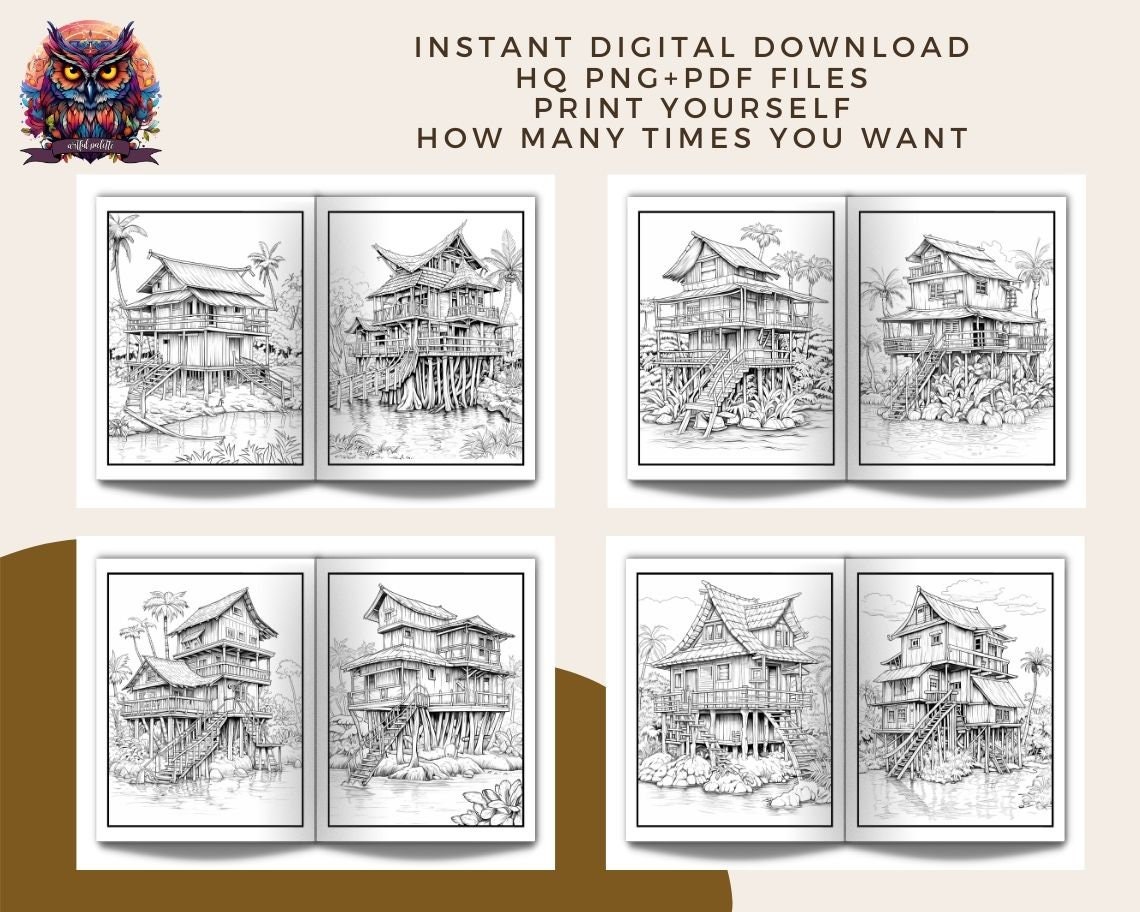 50 Coloring Pages Filipino Bahay Kubo House Landscapes & Architecture ...