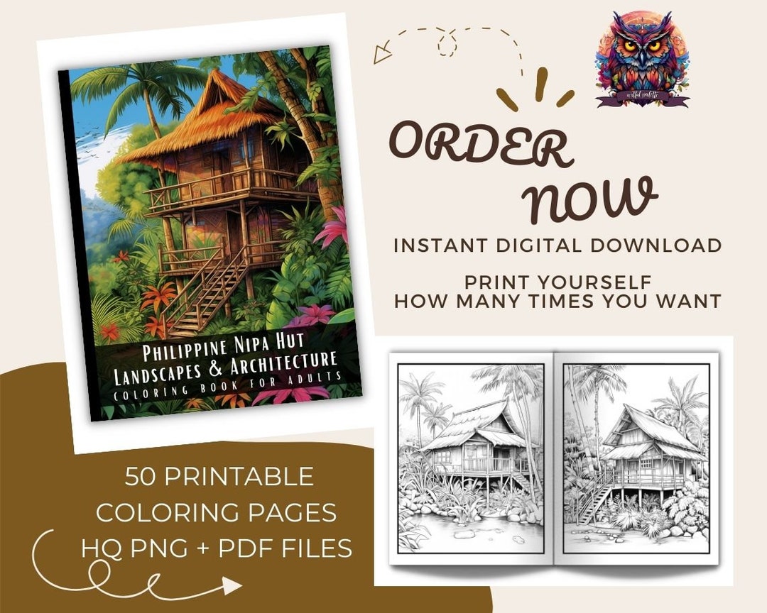 50 Coloring Pages Philippine Nipa Hut House Landscapes & Architecture ...
