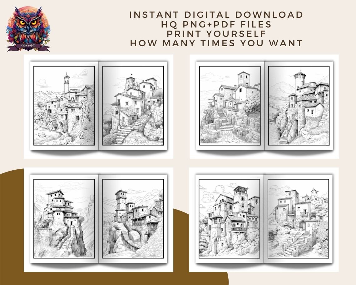 50 Albanian Kulla House Landscapes & Architecture Coloring Pages for ...