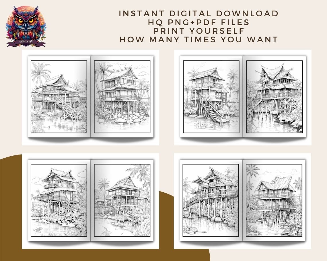 50 Coloring Pages Filipino Bahay Kubo House Landscapes & Architecture ...