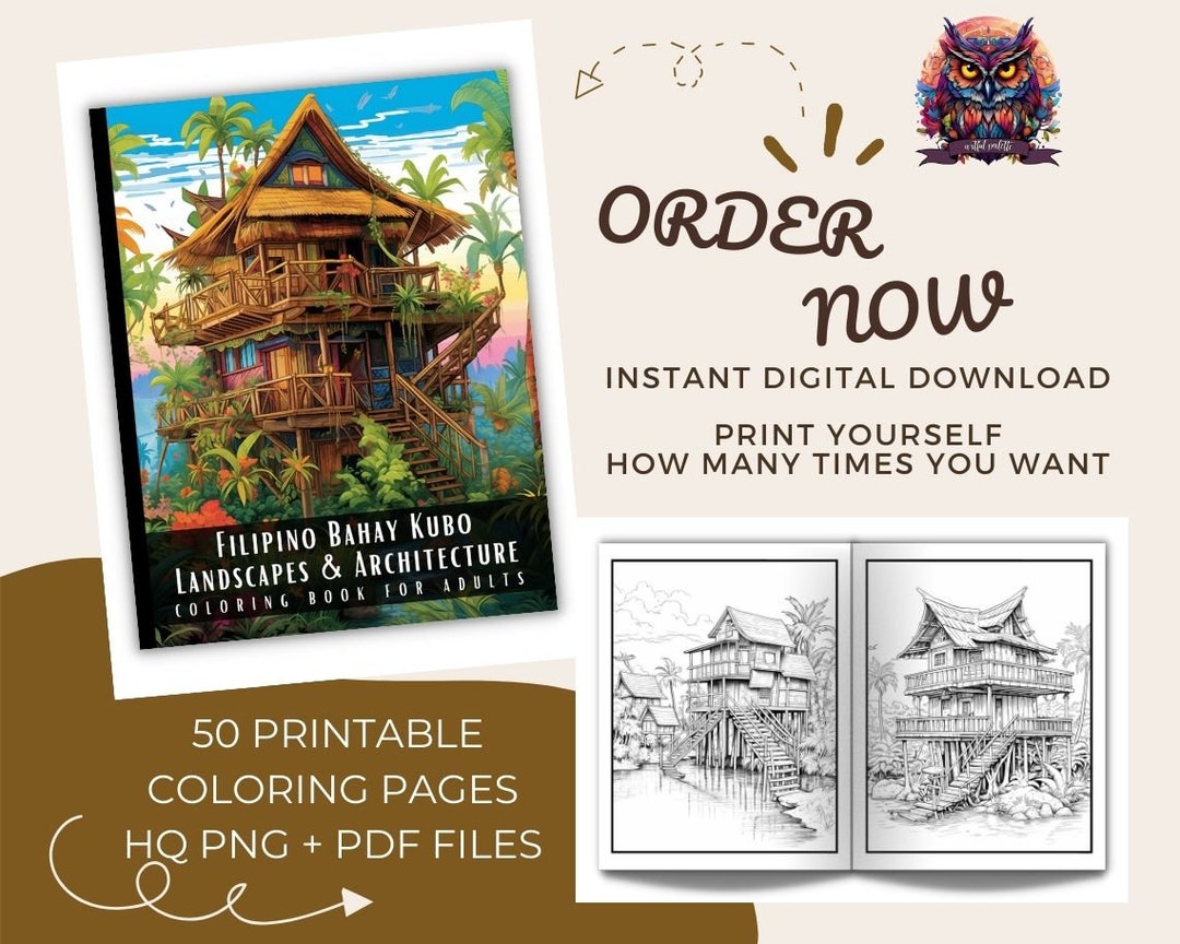 50 Filipino Bahay Kubo House Landscapes & Architecture Coloring Pages ...