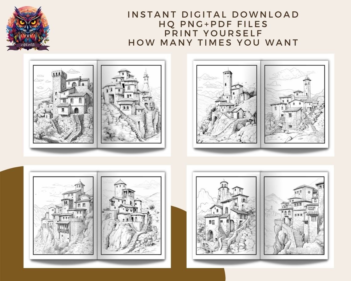 50 Albanian Kulla House Landscapes & Architecture Coloring Pages for ...