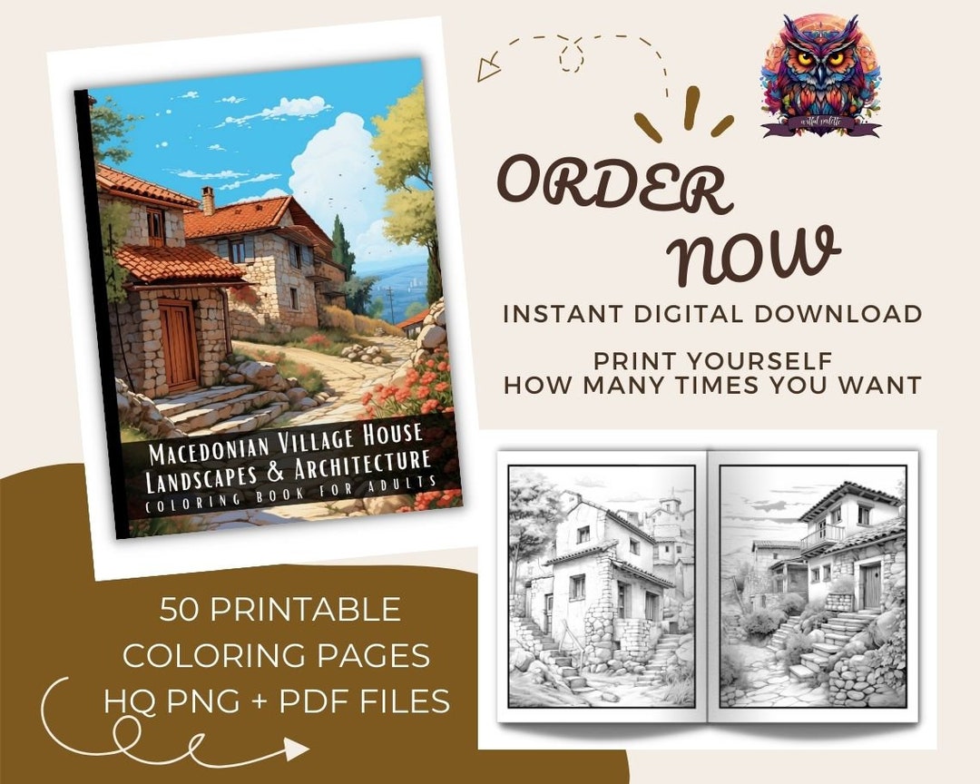 50 Coloring Pages Macedonian Village House Landscapes & Architecture ...