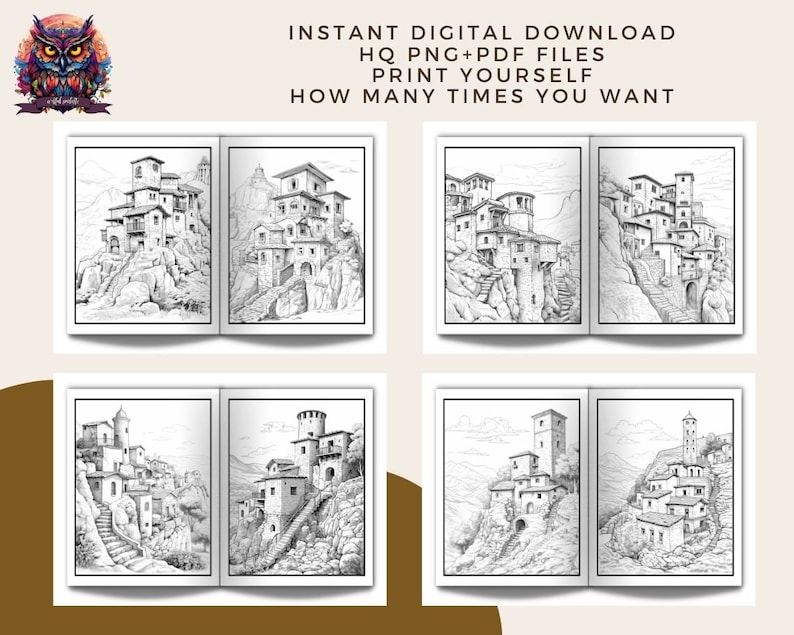 50 Albanian Kulla House Landscapes & Architecture Coloring Pages for ...