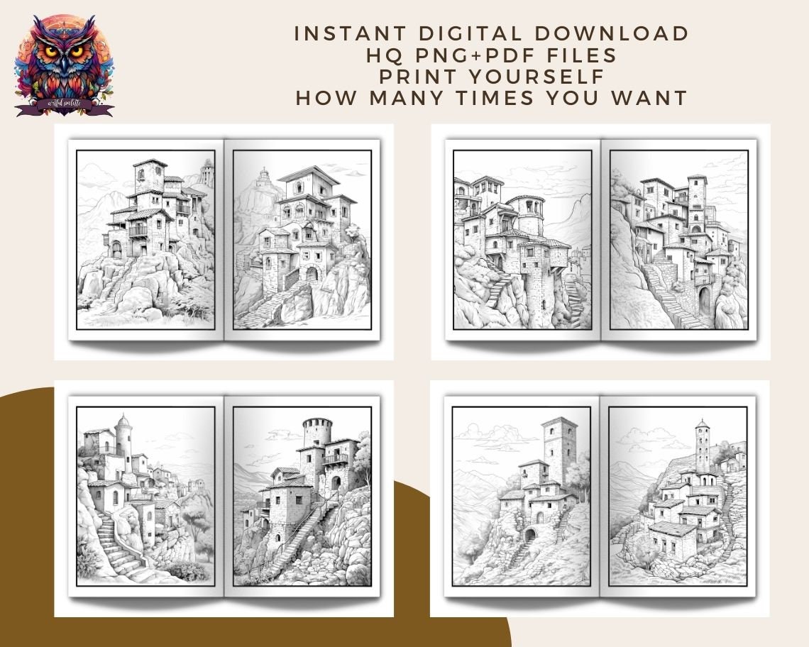 50 Albanian Kulla House Landscapes & Architecture Coloring Pages for ...